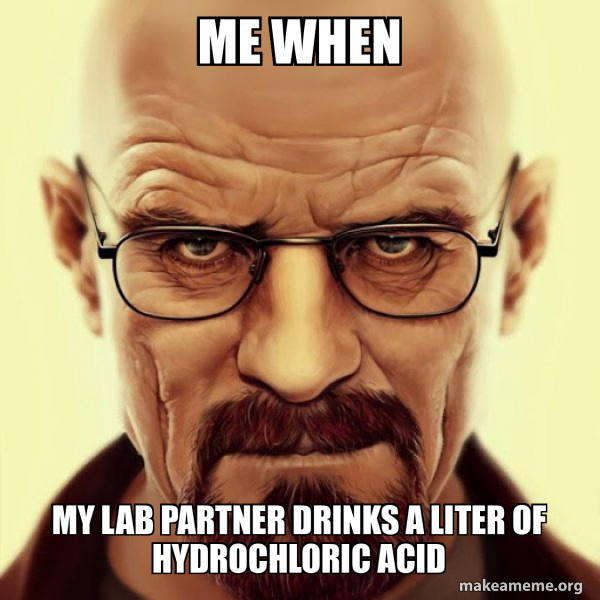 Me when My lab partner drinks a liter of hydrochloric acid - Walter ...