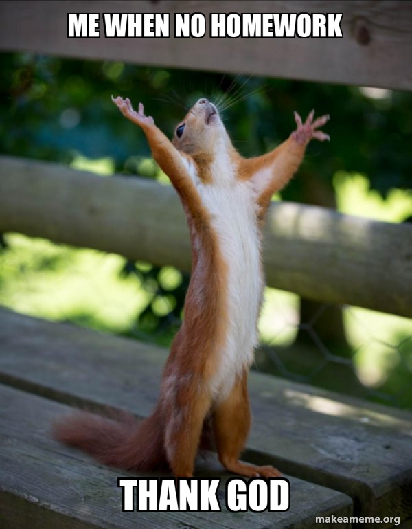 Me when no homework thank god - Happy Squirrel Meme Generator