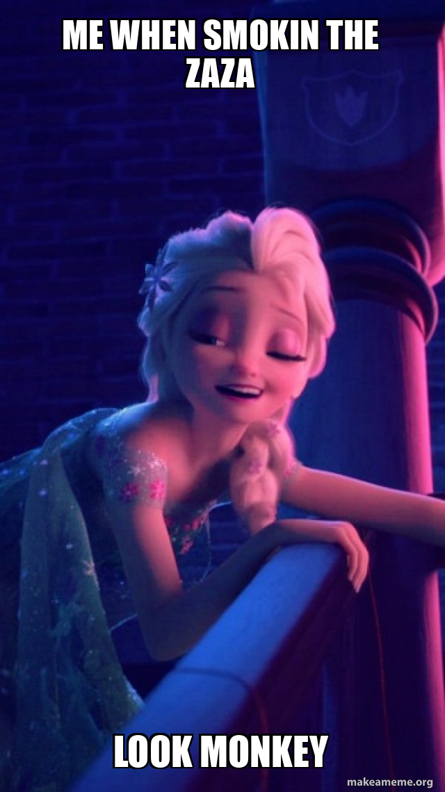 Me when smokin the zaza look monkey - Drunk Elsa Meme Generator
