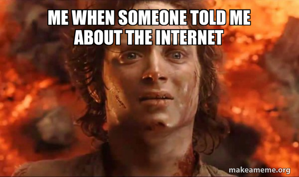 me when someone told me about the internet - Frodo it's over it's done ...