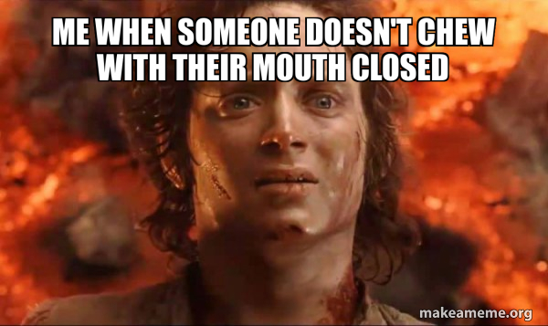 me when someone doesn't chew with their mouth closed - Frodo it's over ...