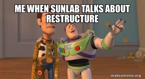 Me when Sunlab talks about restructure - Buzz and Woody (Toy Story ...