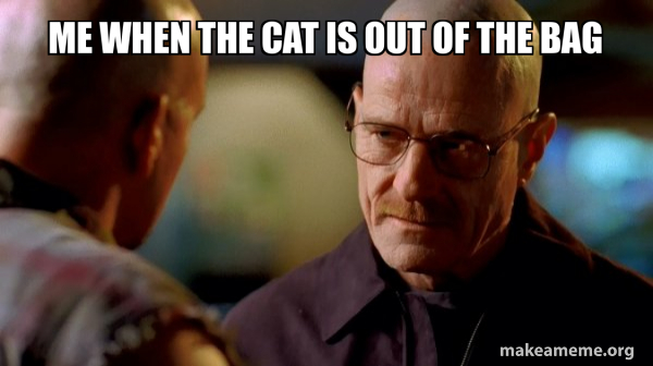 me when the cat is out of the bag - Breaking Bad Meme Generator
