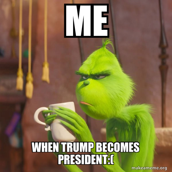 Me When Trump becomes president:( - Grinch Meme Generator