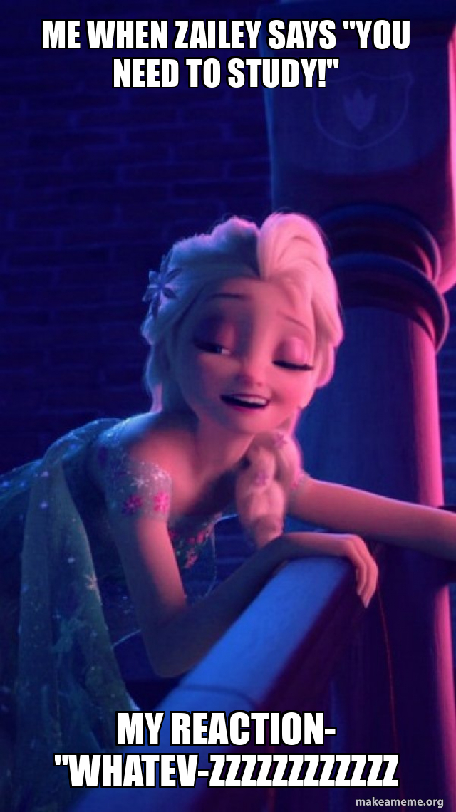 Me when Zailey says "you need to study!" My reaction- "Whatev ...