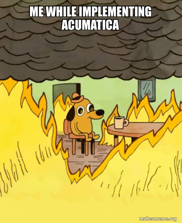 Me while implementing Acumatica - This Is Fine Meme Generator