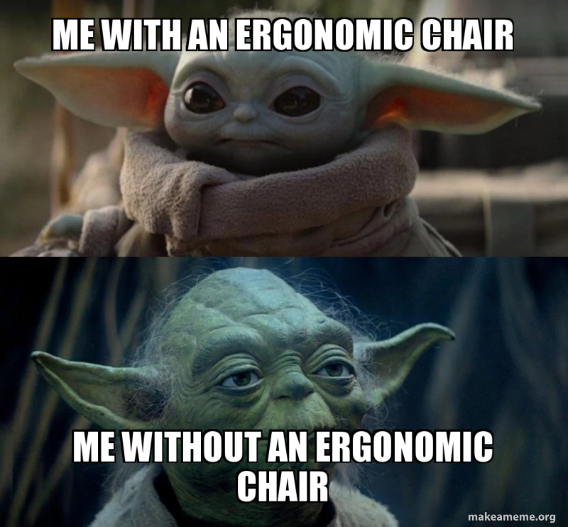 Me with an ERGONOMIC chair ME WITHout AN ERGONOMIC CHAIR Meme Generator