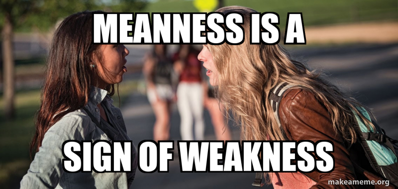 Meanness is a Sign of weakness - By-Aniya H. (1A) Meme Generator