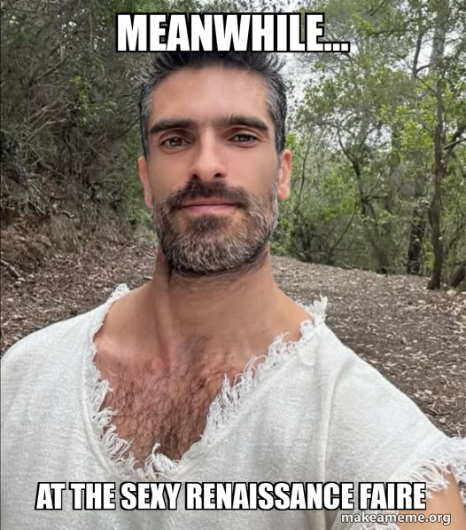 meanwhile... at the sexy renaissance faire Meme Generator