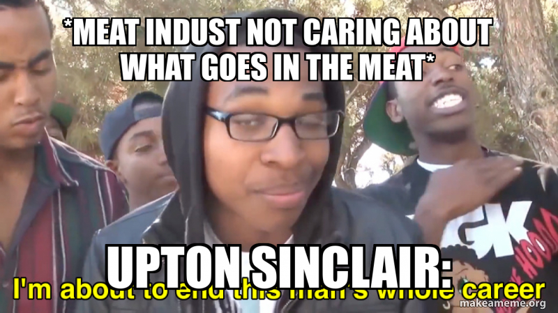 *meat indust not caring about what goes in the meat* upton sinclair ...