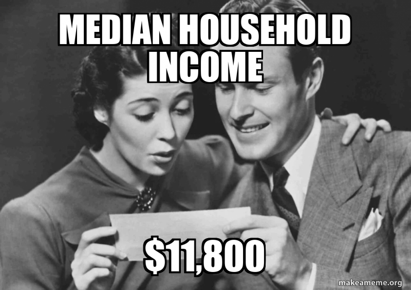 median household income $11,800 Meme Generator