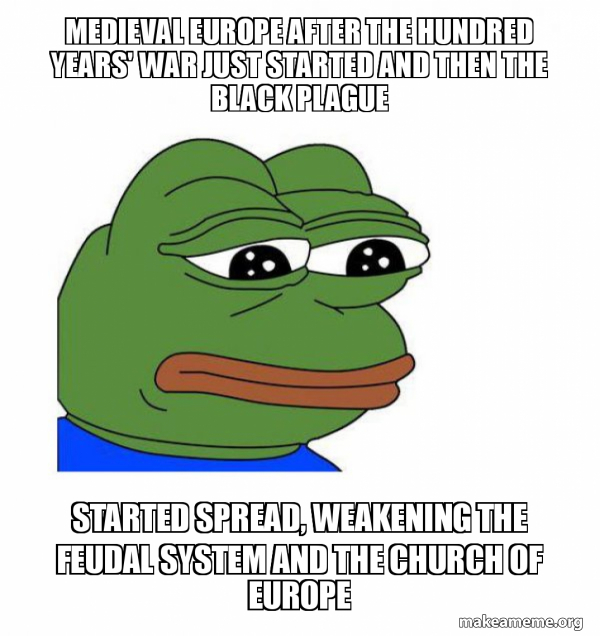 Medieval Europe after the Hundred Years' War just started and then the Black Plague started ...