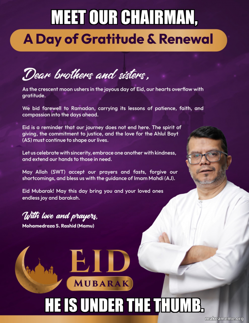 Meet our chairman, he is under the thumb. - Just take the man in the ...