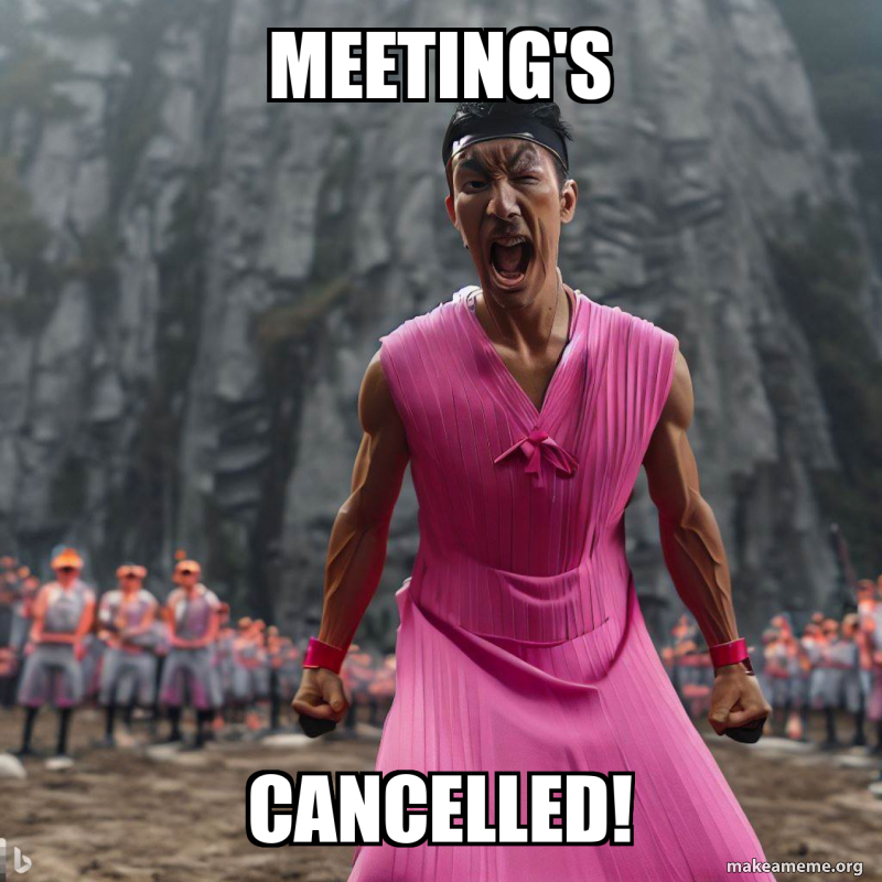 MEETING'S CANCELLED! Meme Generator
