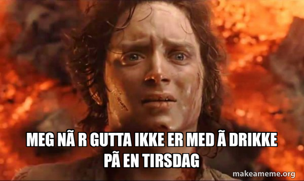 meg når gutta ikke er med å drikke på en tirsdag - Frodo it's over it's ...