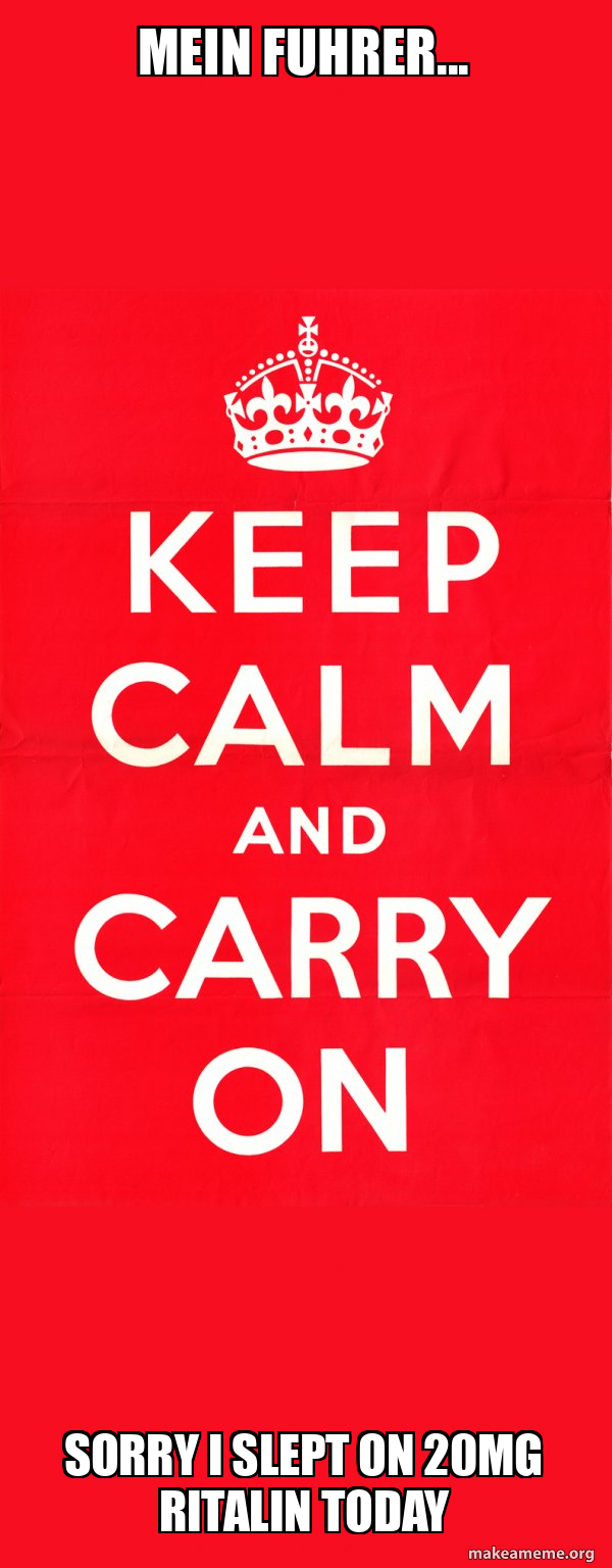 Mein Fuhrer... Sorry I slept on 20mg Ritalin today - Keep Calm and ...