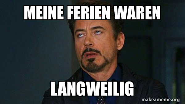 MEINE FERIEN WAREN langweilig - Tony Stark Eye Roll Meme Generator