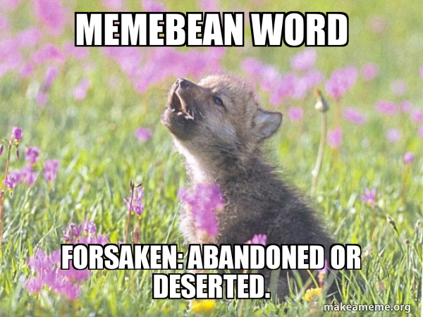 Memebean Word Forsaken: abandoned or deserted. - Baby Insanity Wolf Meme Generator