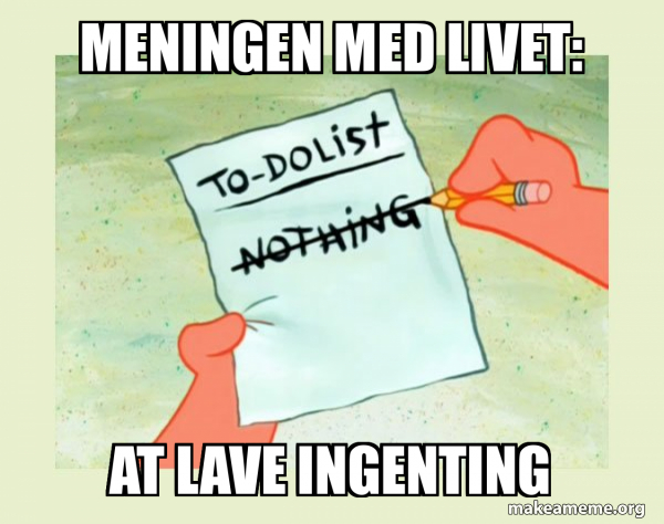 Meningen med livet: At lave ingenting - To Do List - Nothing Meme Generator