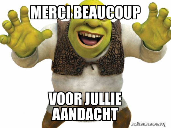 Merci beaucoup voor jullie aandacht - Shrek Meme Generator