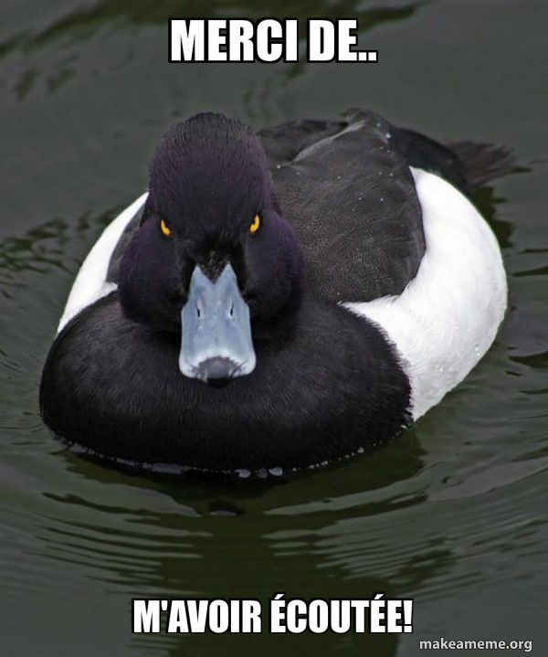 Merci de.. m'avoir écoutée! - Revenge Duck ( Angry Advice Duck ) Meme ...