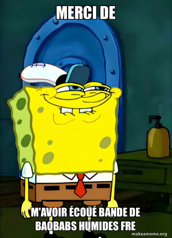 Merci de M'avoir écoué bande de baobabs humides fre - SpongeBob Grin ...