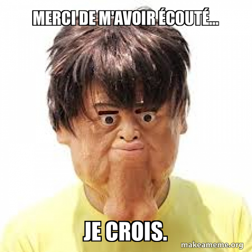 Merci de m'avoir écouté... je crois. Meme Generator