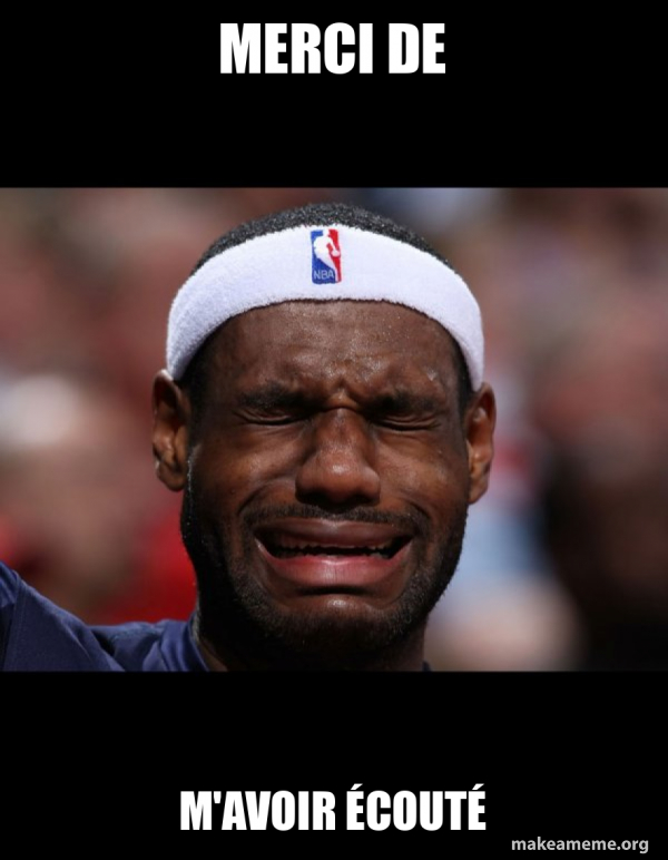 merci de m'avoir écouté - Lebron Crying Meme Generator