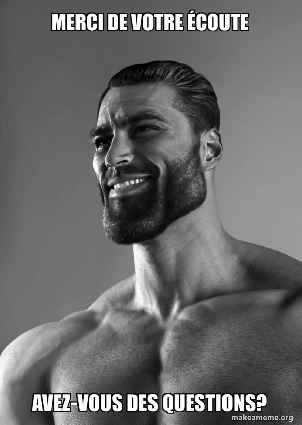 Merci de votre écoute avez-vous des questions? - Gigachad Meme Generator