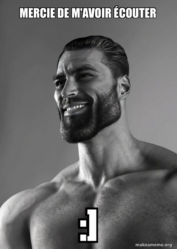 mercie de m'avoir écouter :] - Gigachad Meme Generator