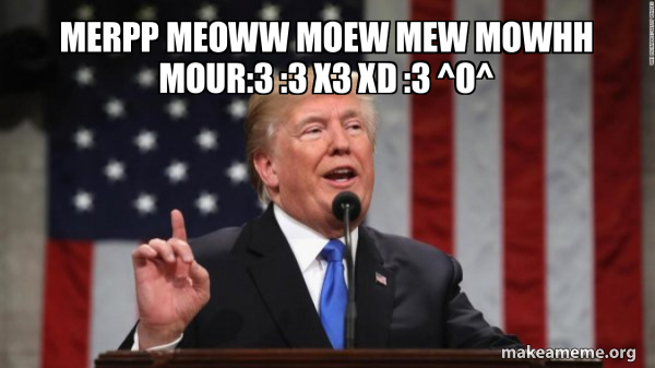 merpp meoww moew mew mowhh mour:3 :3 X3 XD :3 ^o^ - Donald Trump Meme ...