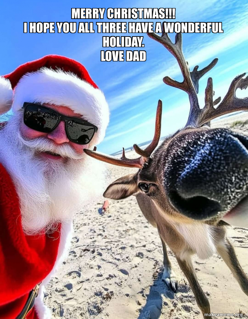 Merry Christmas!!! I hope you all three have a wonderful holiday. Love ...