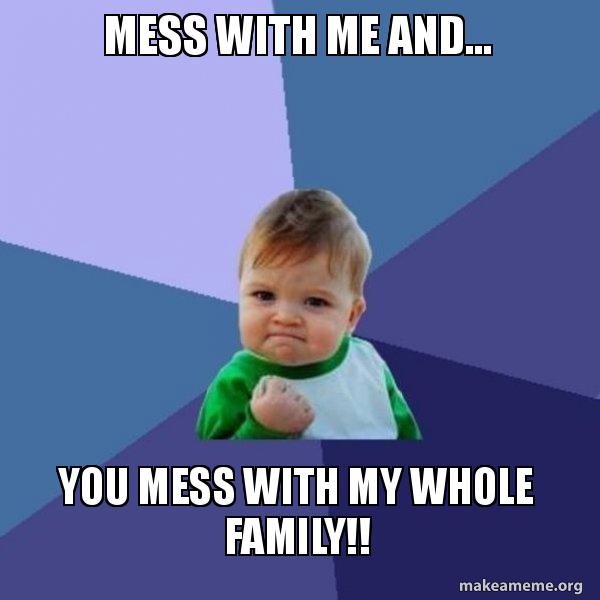 Mess with me and... You mess with my whole family!! - Success Kid Meme ...