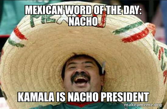 MExican word of the day: nacho kamala is nacho president Meme Generator