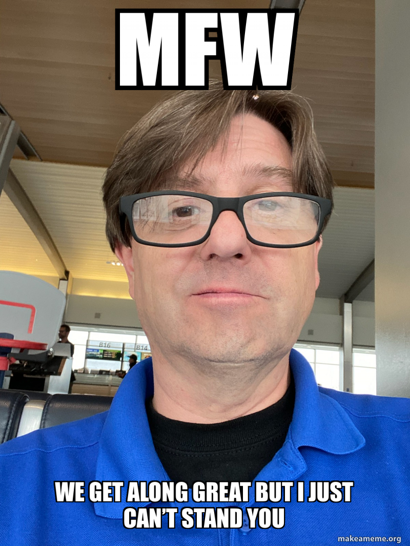 Mfw We get along great but i just can’t stand you Meme Generator