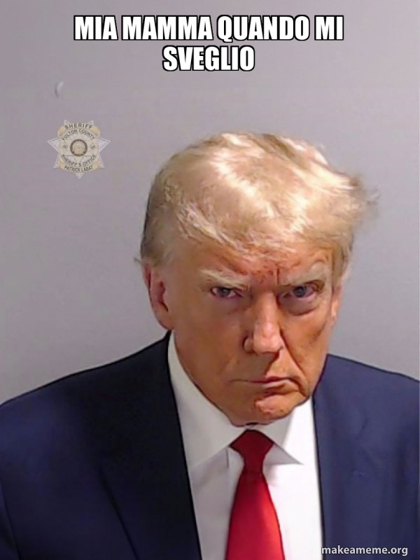 mia mamma quando mi sveglio - Donald Trump Mugshot Meme Generator