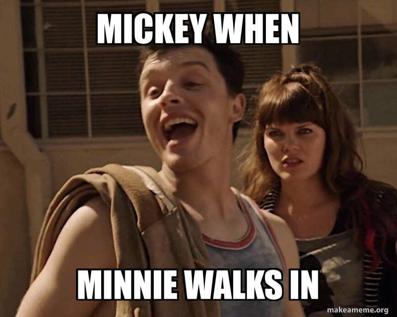 mickey when Minnie walks in Meme Generator