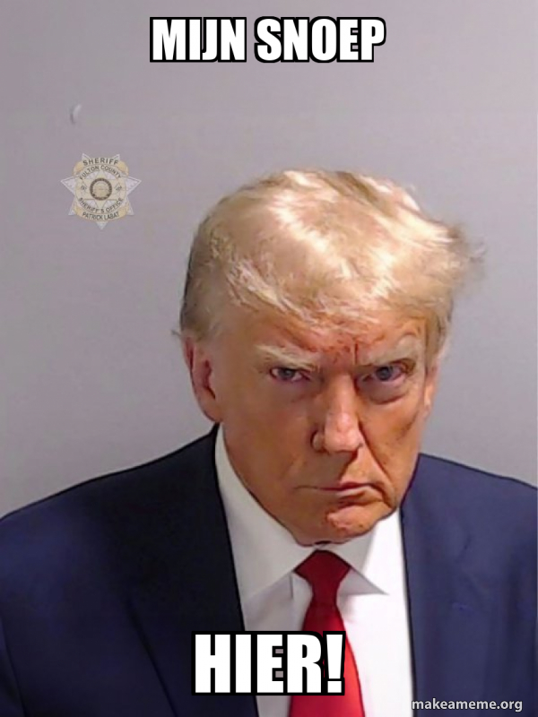 Mijn snoep Hier! - Donald Trump Mugshot Meme Generator