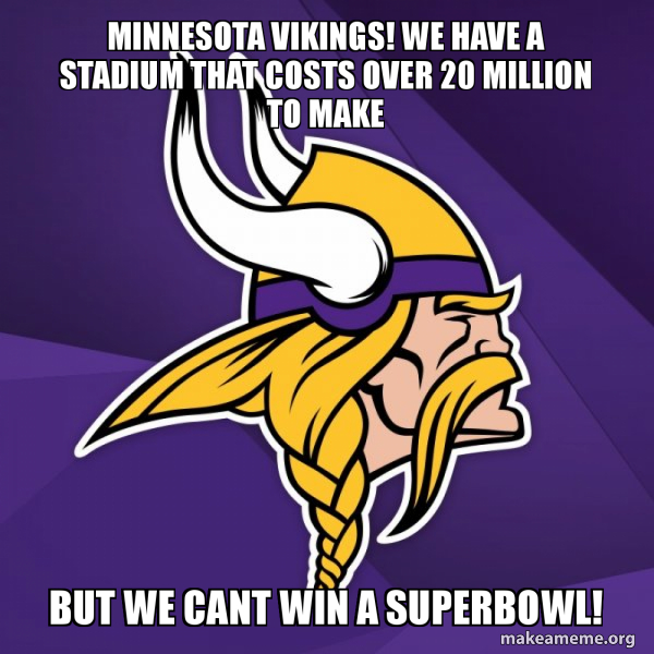 Minnesota Vikings! We have a stadium that costs over 20 million to make ...
