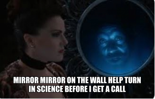 Mirror mirror on the wall help turn in science before I get a call Meme ...