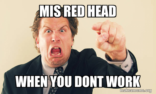 mis red head when you dont work Meme Generator