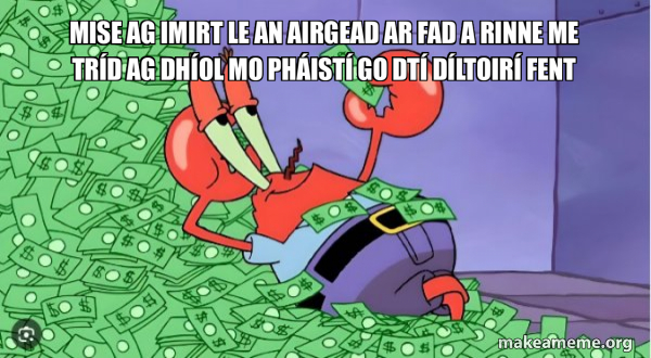 Mise ag imirt le an airgead ar fad a rinne me tríd ag dhíol mo pháistí ...