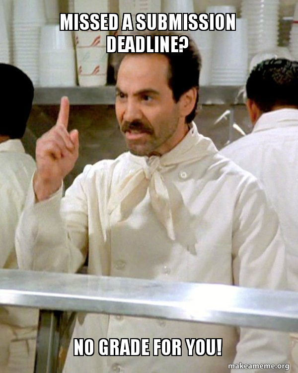 MISSED A SUBMISSION DEADLINE? NO GRADE FOR YOU! - Soup Nazi from ...