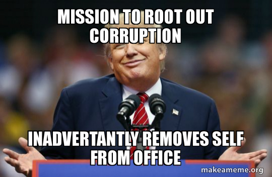 mission to root out corruption inadvertantly removes self from office ...