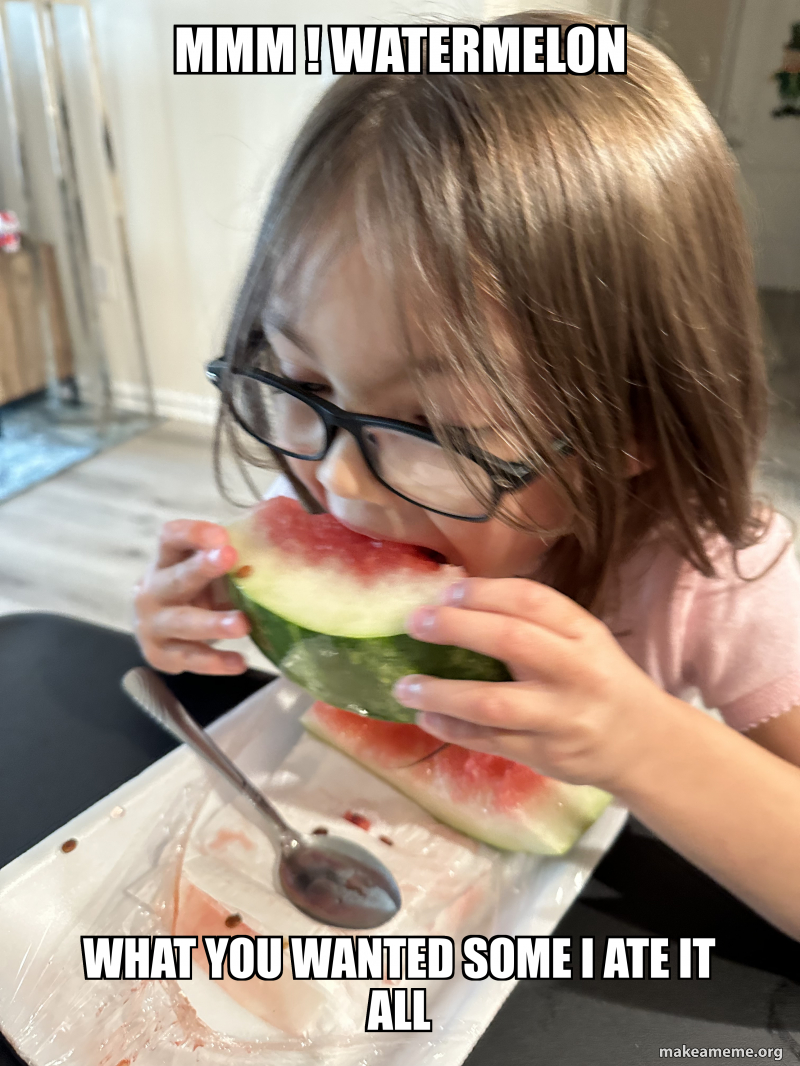 Mmm ! WATERMELON What you wanted some i ate it all Meme Generator