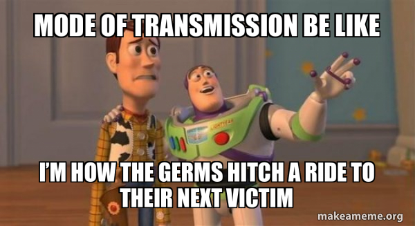 Mode of Transmission be like I’m how the germs hitch a ride to their ...