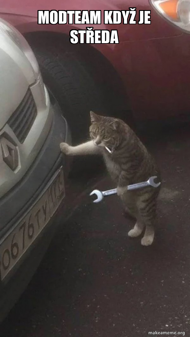 ModTeam když je středa - Mechanic Cat Meme Generator