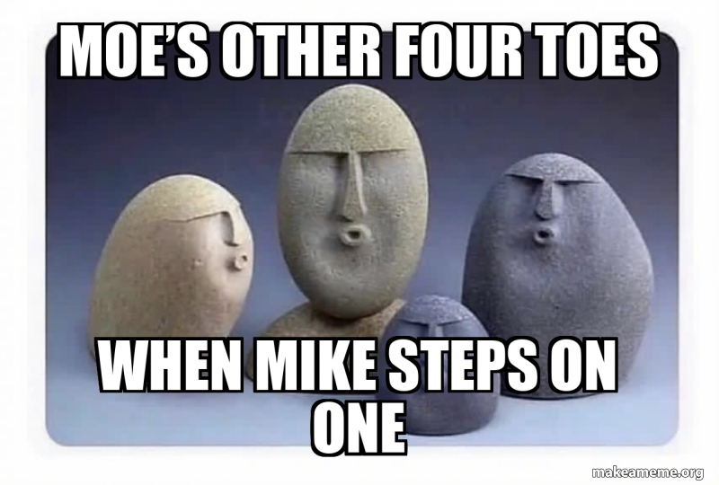 Moe’s other four toes When mike steps on one Meme Generator