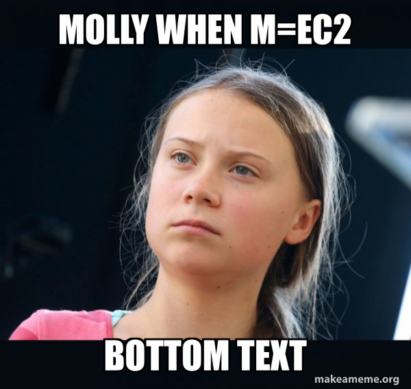 Molly when M=EC2 Bottom Text - Greta Thunberg Meme Generator