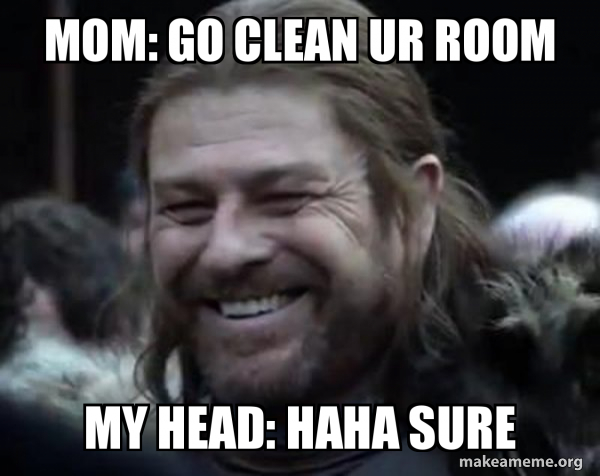 Mom: go clean ur room my head: haha sure - Happy Ned Stark Meme Meme ...